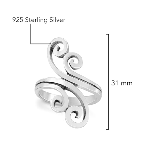 AeraVida Modern Large Double Swirl Style .925 Sterling Silver Ring (8)