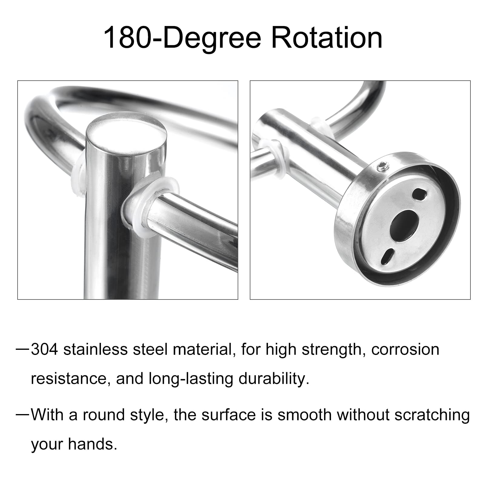 HARFINGTON 304 Stainless Steel Towel Ring Wall Mounted Round Hanging Holder with Screws for Bathroom Kitchen Accessories, Silver Tone