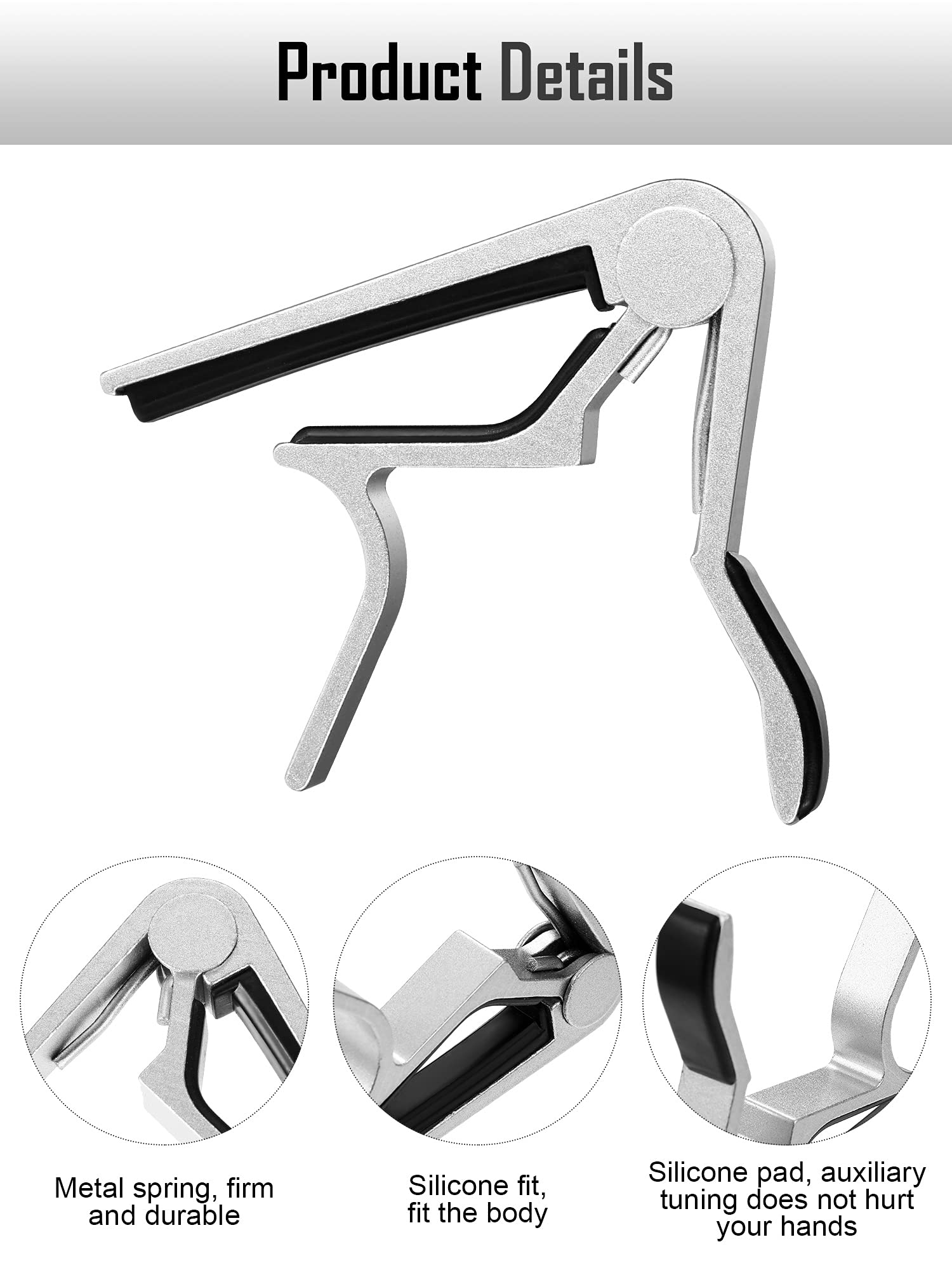 8 Pieces Guitar Capo Guitar Accessories Capo Aluminum Metal Universal Guitar Clamp Capo Electric Guitar Capo Clamp for Various Types Lightweight String Instrument