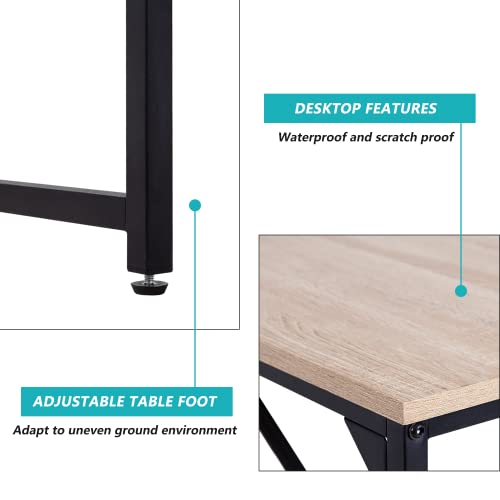 BestOffice Gaming Home Office Writing Study Table Modern Simple Style PC Desk with Metal Frame,Nature