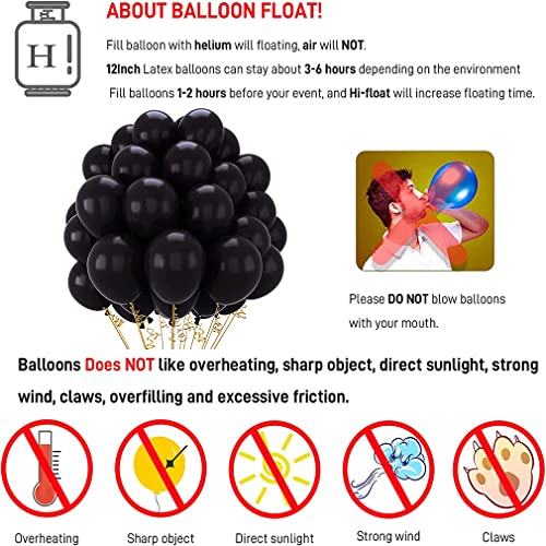 Black Balloons Garland Arch 114 Pack Black Latex Party Baloons In Different Sizes for Halloween,Graduation Party Decorations, Birthday Ballons Anniversary Balloons