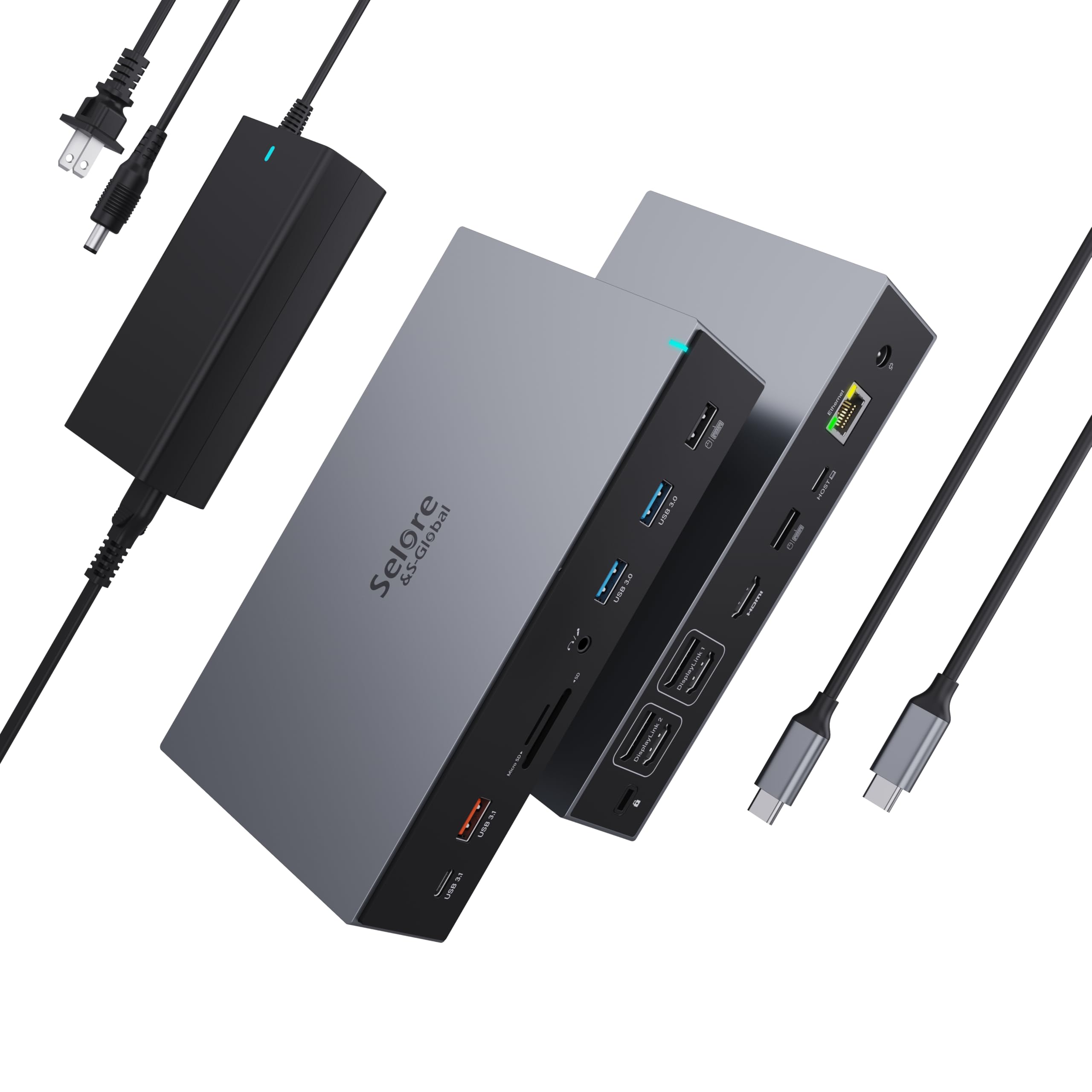 Displaylink Docking Station 3 Monitors Dual Triple Display USB C Dock with 3 HDMI, 2 DP, DC Power, USB A&C for MacBook M1 M2 M3/Dell/HP/Lenovo