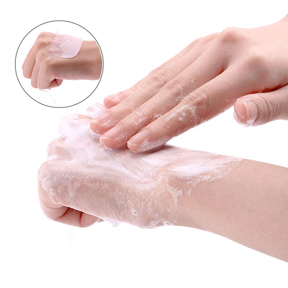 KISEER 4 Boxs (200 Sheets) Mini Portable Travel Soap Paper Sheets Disposable Hand Washing Bath Scented Paper Soap for Outdoor, Camping Hiking
