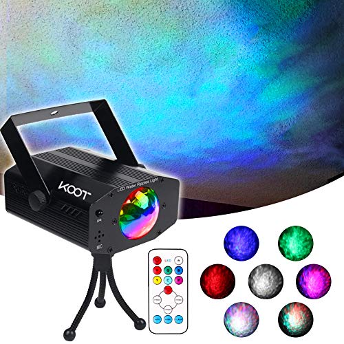 7 RGBW Color Water Effect Lights,KOOT Water Wave Lights Projector Stage Party Lights, Water Effect Strobe Ripples Lighting with Remote for Christmas Wedding Home Karaoke Disco Halloween Kids Room