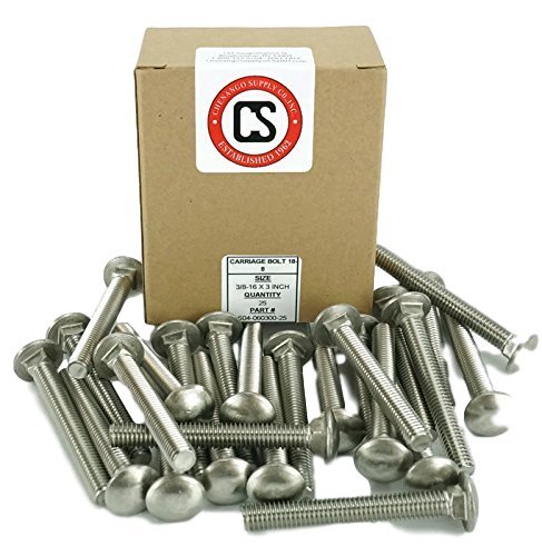 Stainless 3/8-16 x 3 Carriage Bolt (1" to 5" Lengths Available in Listing), 18-8 Stainless Steel,25 Pieces (3/8-16x3(25pcs))