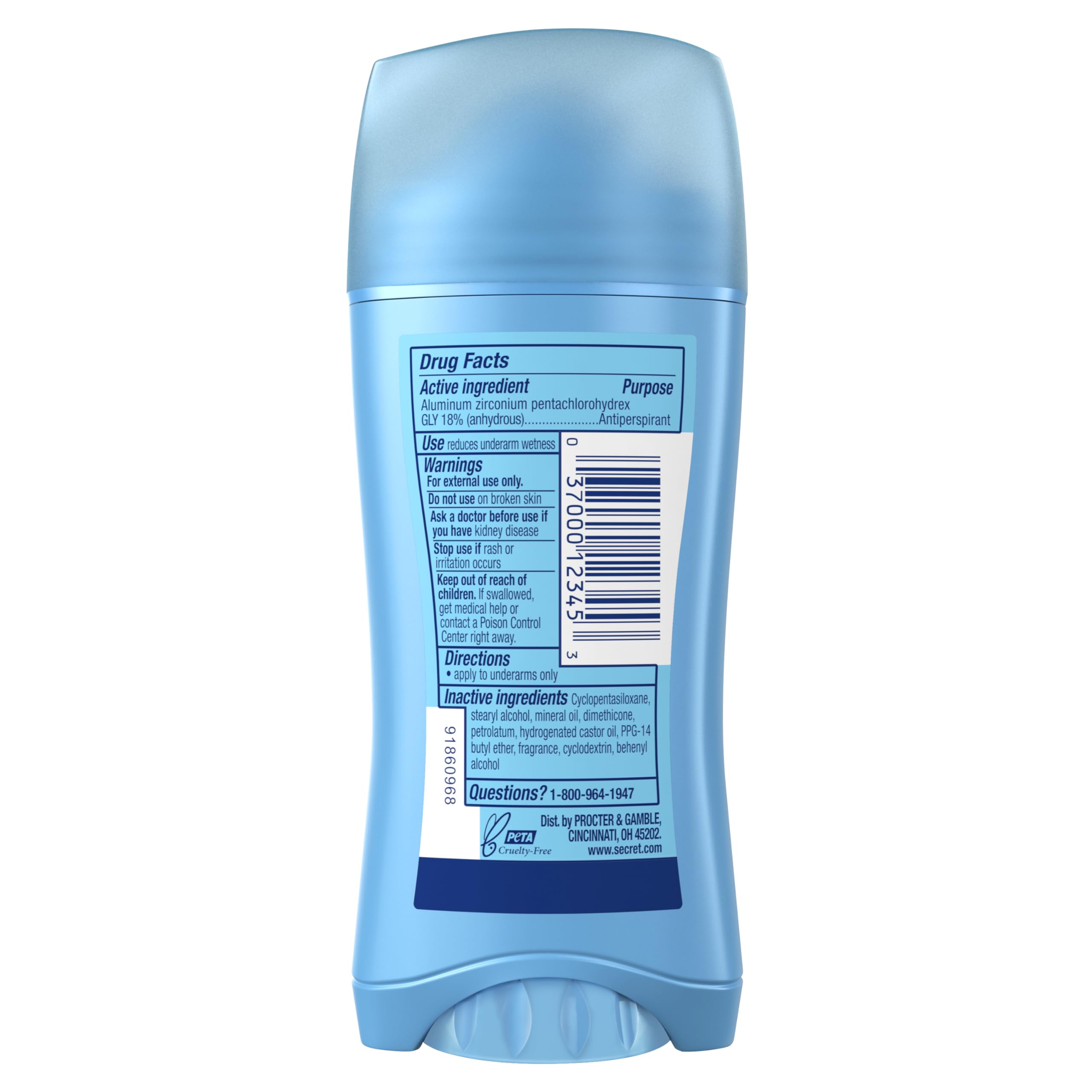 Secret Antiperspirant and Deodorant for Women, 24hr Sweat & Odor Protection, PH Balanced Protection, Gentle on Skin, Invisible Solid, Shower Fresh Scent, 2.6 oz