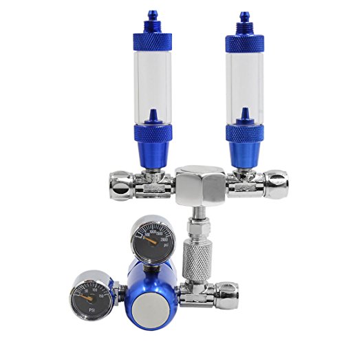 uxcell Silver Tone Metal 2 Way Splitter Regulator Valve for Aquarium Plant CO2 Tank