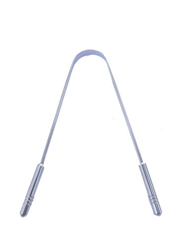 STAINLESS STEEL TONGUE SCRAPER - BETTER BREATH, HEALTHY GUMS, LESS CAVITIES, REDUCE PLAQUE (1 Pack)