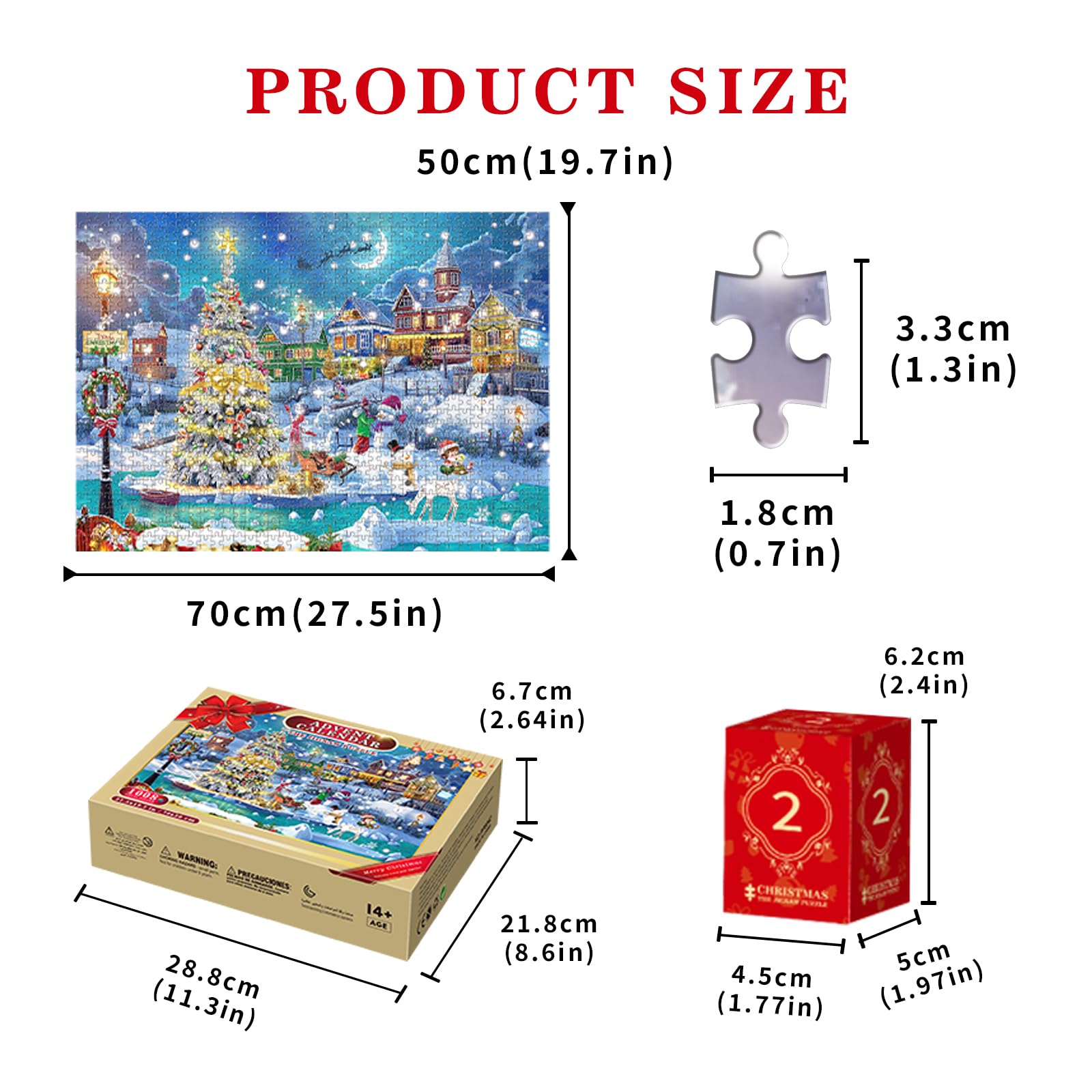 Advent Calendar 2023 Jigsaw Puzzle - 24 Boxes Packing 1008 Pieces Holiday Puzzle for Adults and Kids - Christmas Countdown Puzzles Gift