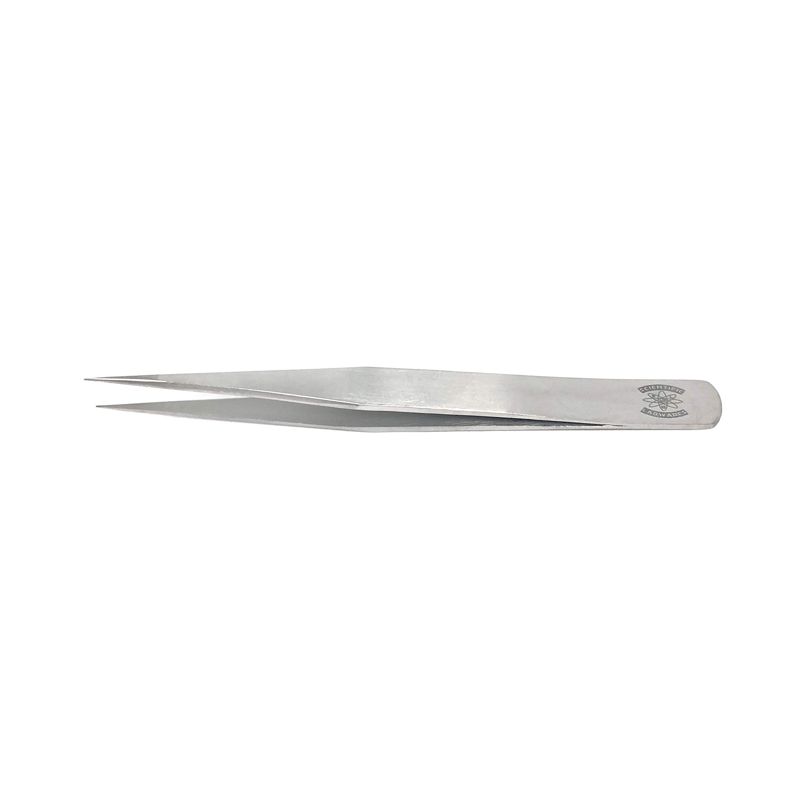 Scientific Labwares High Precision General Purpose Stainless Steel Lab Tweezers/Forceps with Straight Medium Point