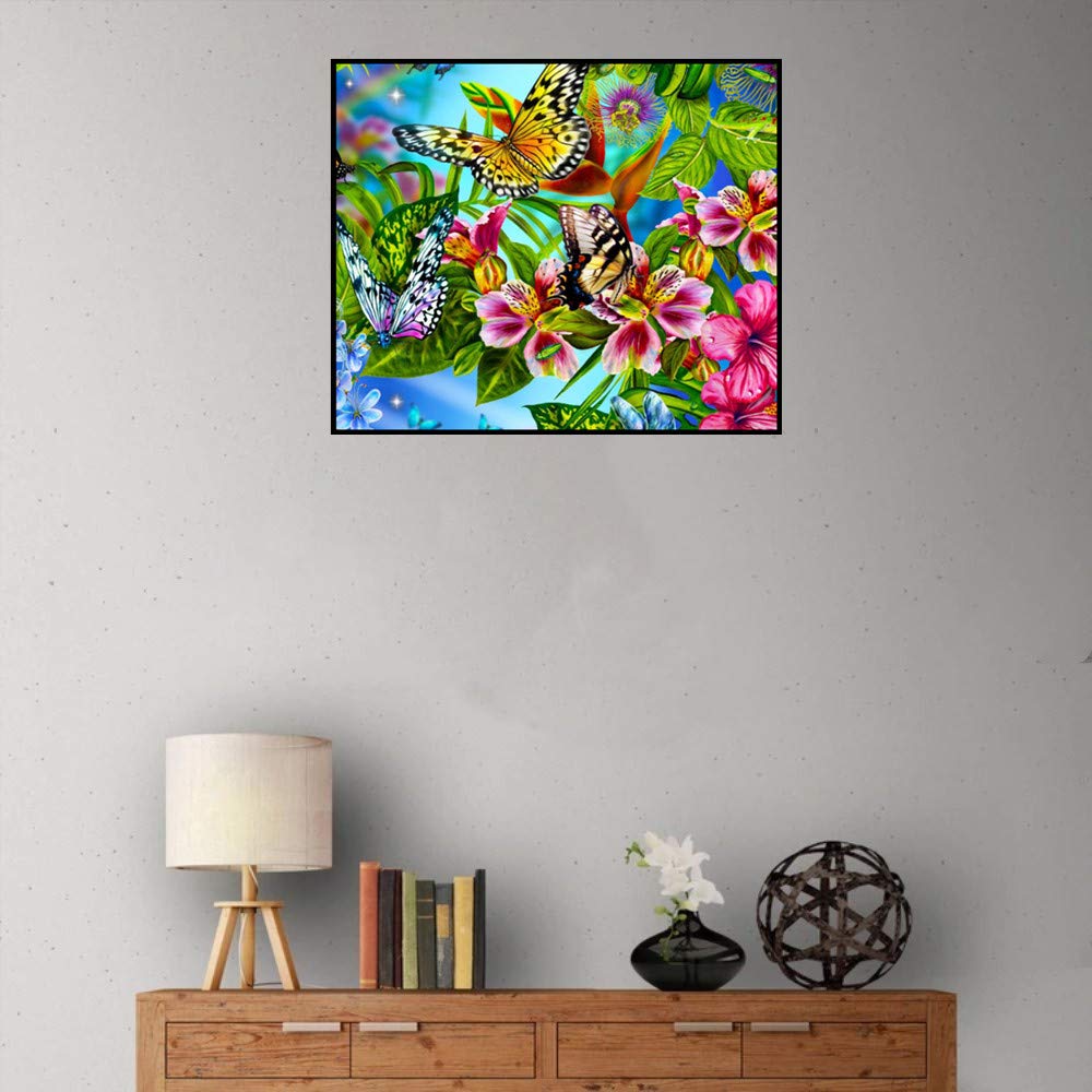 DIY 5D Diamond Painting Full Dril, Xizhendai 5D Full Embroidery Paintings Rhinestone Pasted DIY Diamond Painting Cross Stitch Home Wall Decor (Flower, 30x40cm)