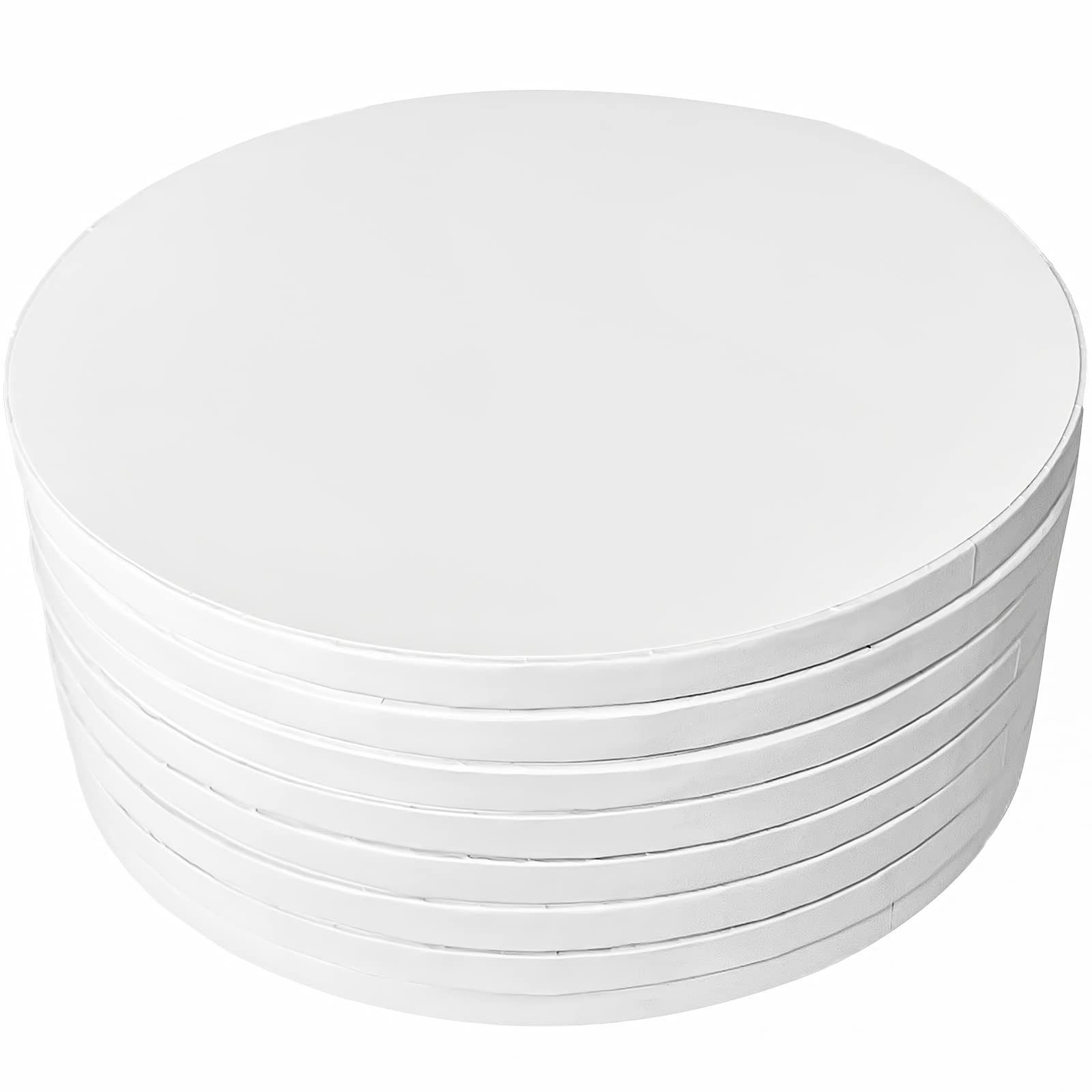 8-Pack 12 inch Cake Drums Cake Round Boards, White Sturdy Greaseproof Foil Cakeboard Drum Large Birthday Display Plate for Cakes,Professional Smooth Circle Base,1/2 Inch Thic