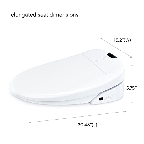 Brondell Swash S1200-EW Luxury Bidet Toilet Seat in Elongated White with Dual Stainless-Steel Nozzles | Endless Warm Water | Programmable User Settings | Self-Cleaning Nozzles | Nightlight