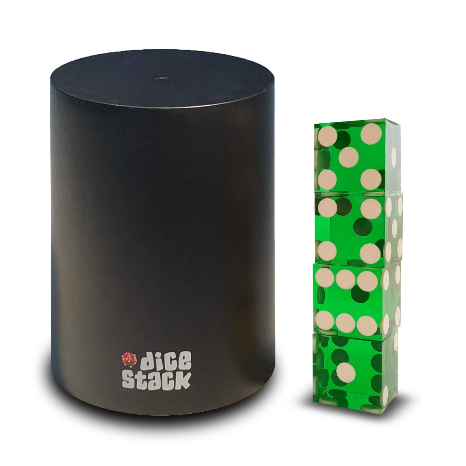 Dice Stacking Cup Set - Professional Straight Cups with 4 Razor Edges 19mm Real Casino Dice in a Box - Accessories - Magic Tricks - Green