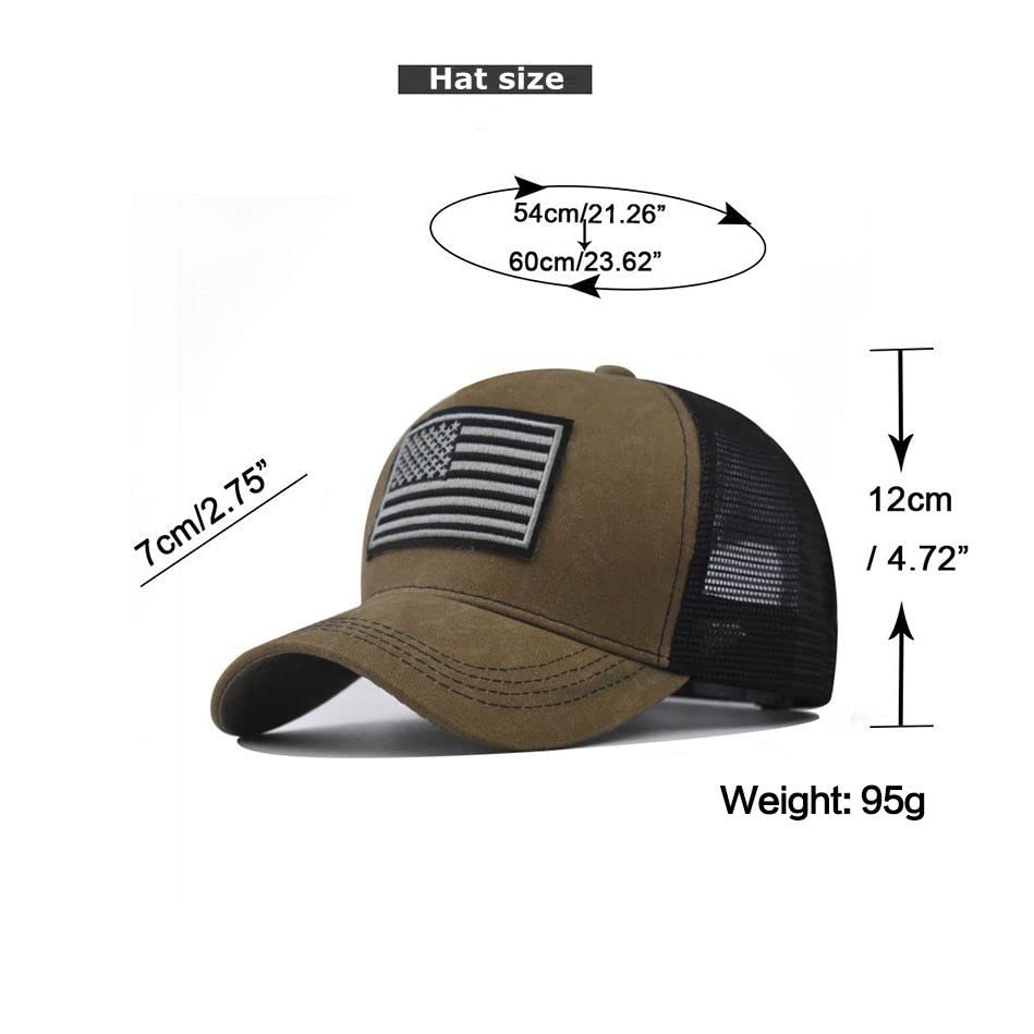 American Flag Trucker Hat - Snapback Hat, Baseball Cap for Men Women - Breathable Mesh Side, Adjustable Fit - for Casual Wear (Wine red)