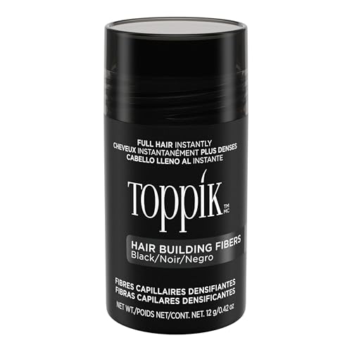 Toppik Hair Building Fibers, Black, 12g Fill In Fine or Thinning Hair Instantly Thicker, Fuller Looking Hair 9 Shades for Men Women