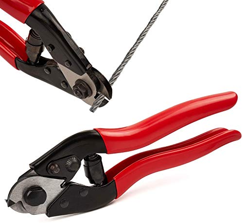 Cable Cutter, Heavy Duty Wire Rope Cutter for DIY Projects, Railing, Decking, Wire Seals & Bicycle Cable | Sharp & Precise One-Hand Operation Steel Cable Cutter