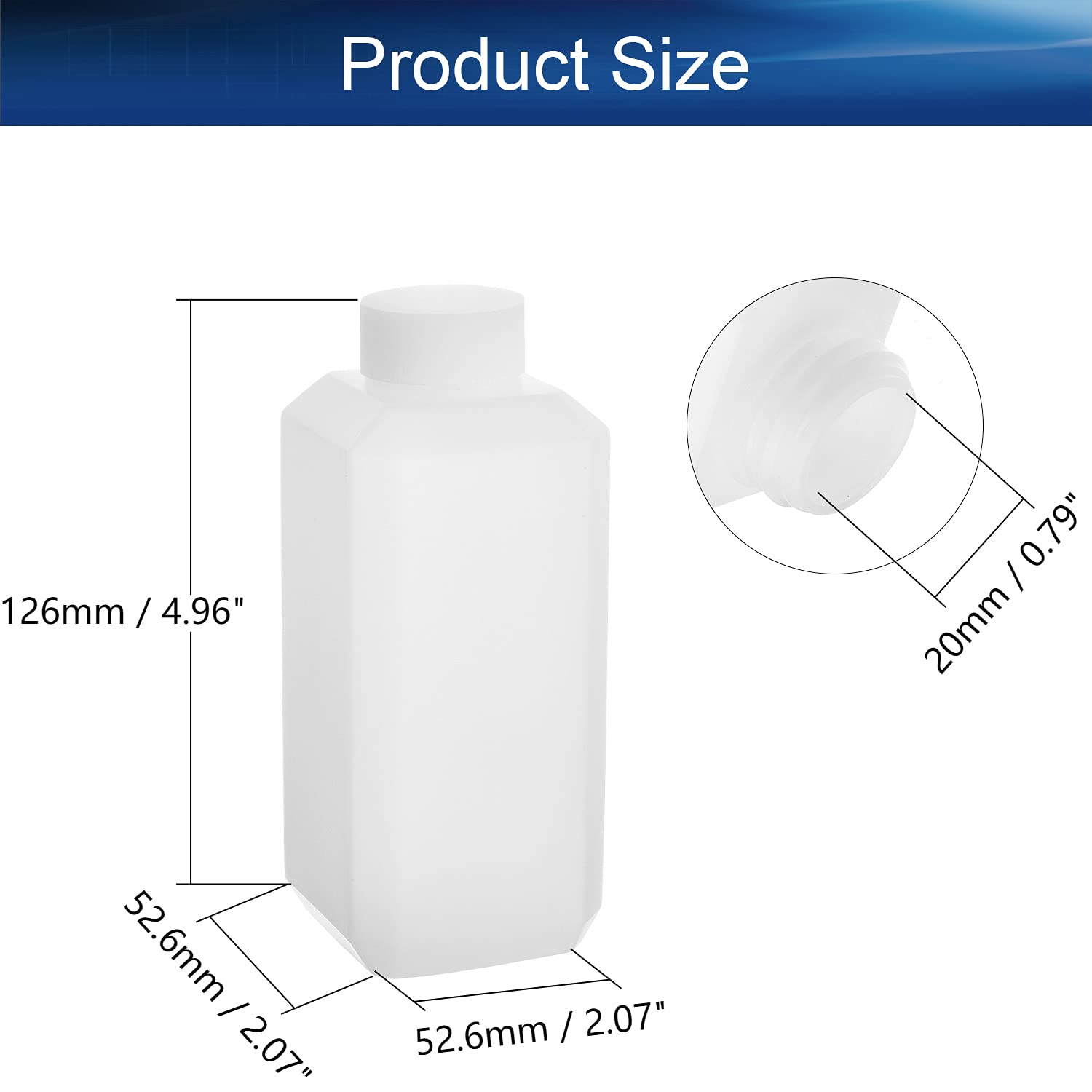 Bettomshin 10Pcs Narrow Mouth HDPE Reagent Bottle, 250mL/8.45oz Square Plastic Lab Chemical Reagent Bottle, Leak Proof, Translucent Sample Sealing Liquid/Solid Storage Container with Caps