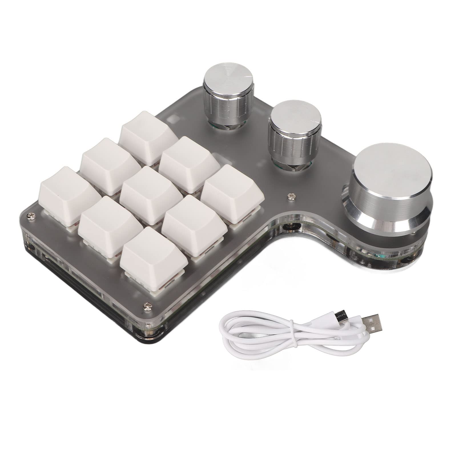 Acogedor Mini 9 Key Keypad, Mechanical Gaming Keyboard with RGB Backlit, DIY Programming Macro Copy Paste Keyboard, for Windows (White)