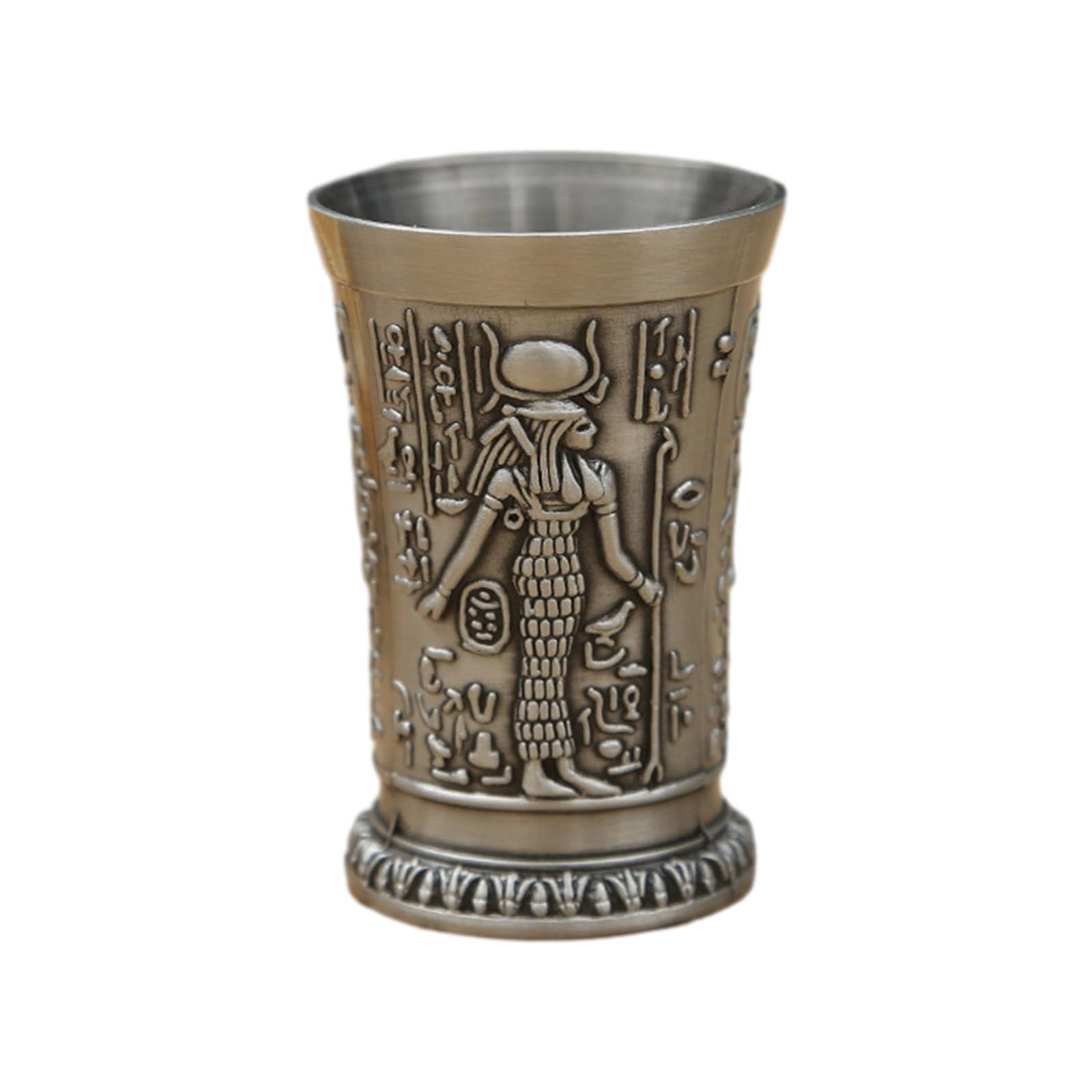 AOOOWER Ancient Drinkware Metal Vintage Egyptian Glass Egypt Wine Cup Red Wines Goblet Cup Embossed Engraving Glass Vintage Metal Wine Glass