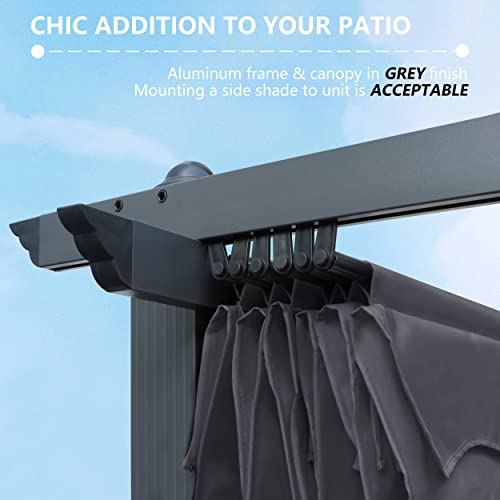 VEIKOU 13x10ft Pergola, Aluminum Pergola w/Thicker Post & Upgraded Retractable Pergola Canopy, Metal Pergolas and Gazebos Heavy-Duty Outdoor Shelter for Porch Yard, Gray