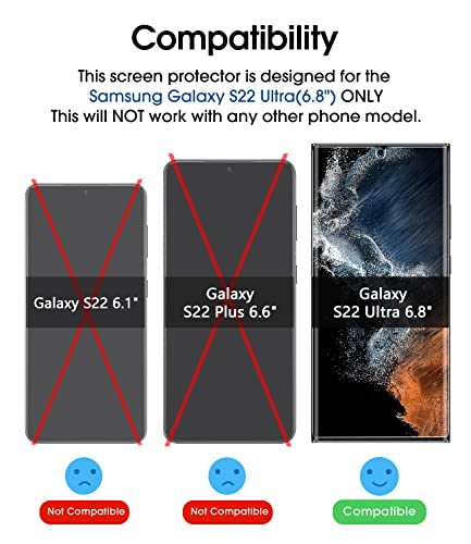 amFilm Elastic Skin Screen Protector for Samsung Galaxy S22 Ultra 5G 6.8 inch, Fingerprint ID Compatible, HD Clear, TPU Film Full Coverage, Thermoplastic Polyurethane, 2 Pack