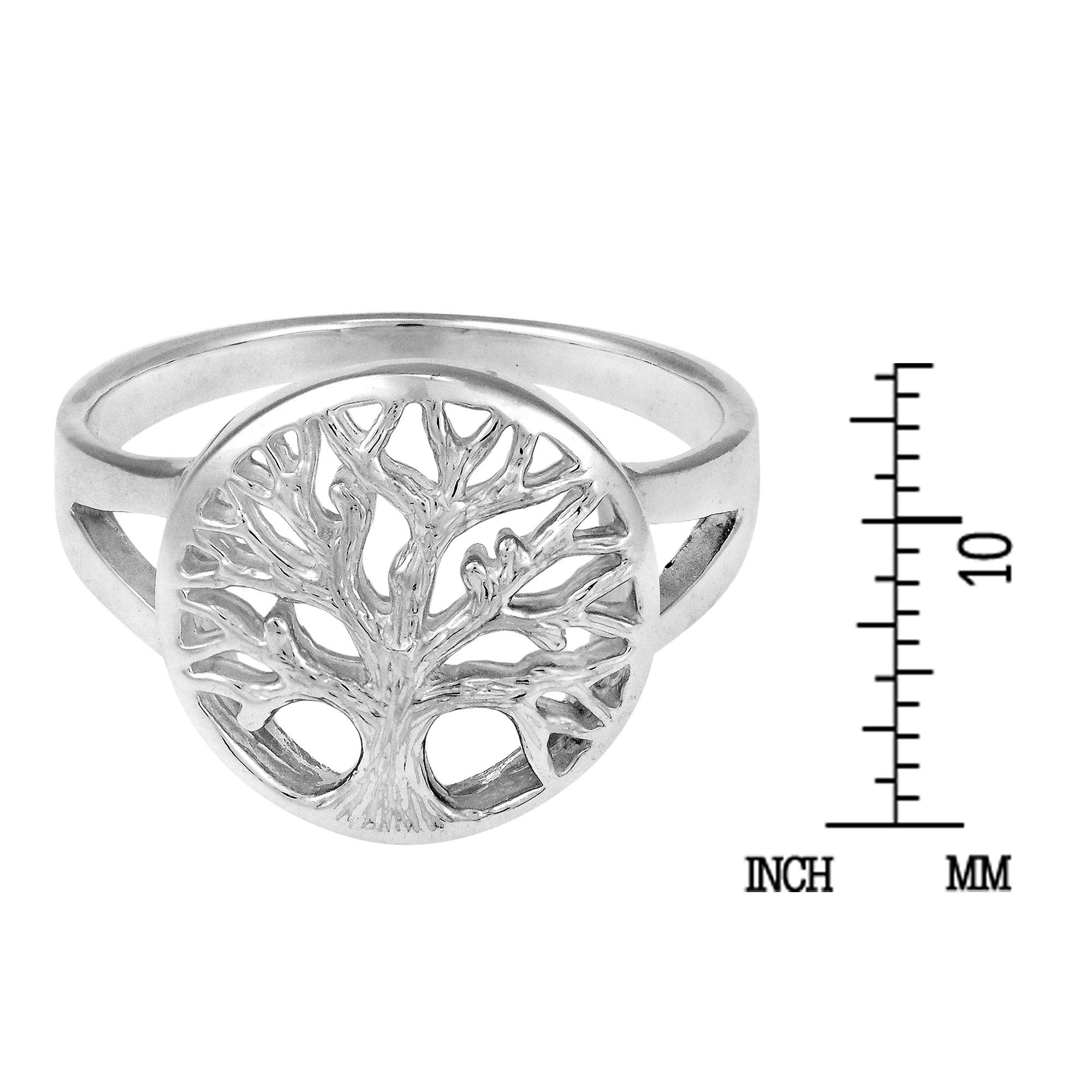 AeraVida Tranquil Tree of Life Emblem .925 Sterling Silver Ring | Nature Inspired Silver Accessory | Meaningful Tree of Life Sterling Silver Ring for Women | Anniversary Jewelry Gift | Size (7)