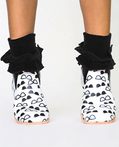 Jefferies Socks Girls Misty Ruffle Turn Cuff Socks 2 Pair Pack (M - USA Shoe 12-6 - Age 5-10 Years, Black)