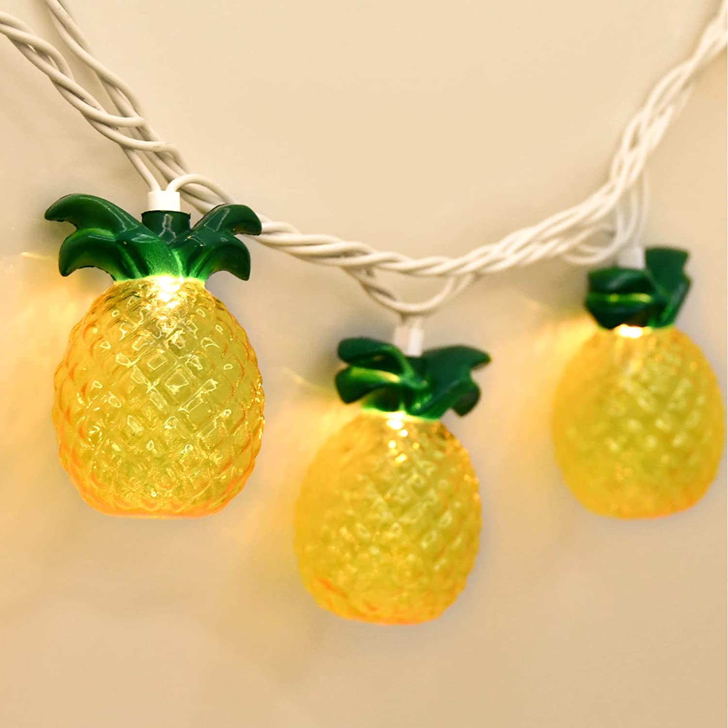 Dr.BeTree Pineapple String Lights 8.5ft, Funny Pineapple String Lights 10 Large Pineapple Lights, Tropical Beach Themed Pineapple Fairy Lights for Home Birthday Party Decor, White Wire