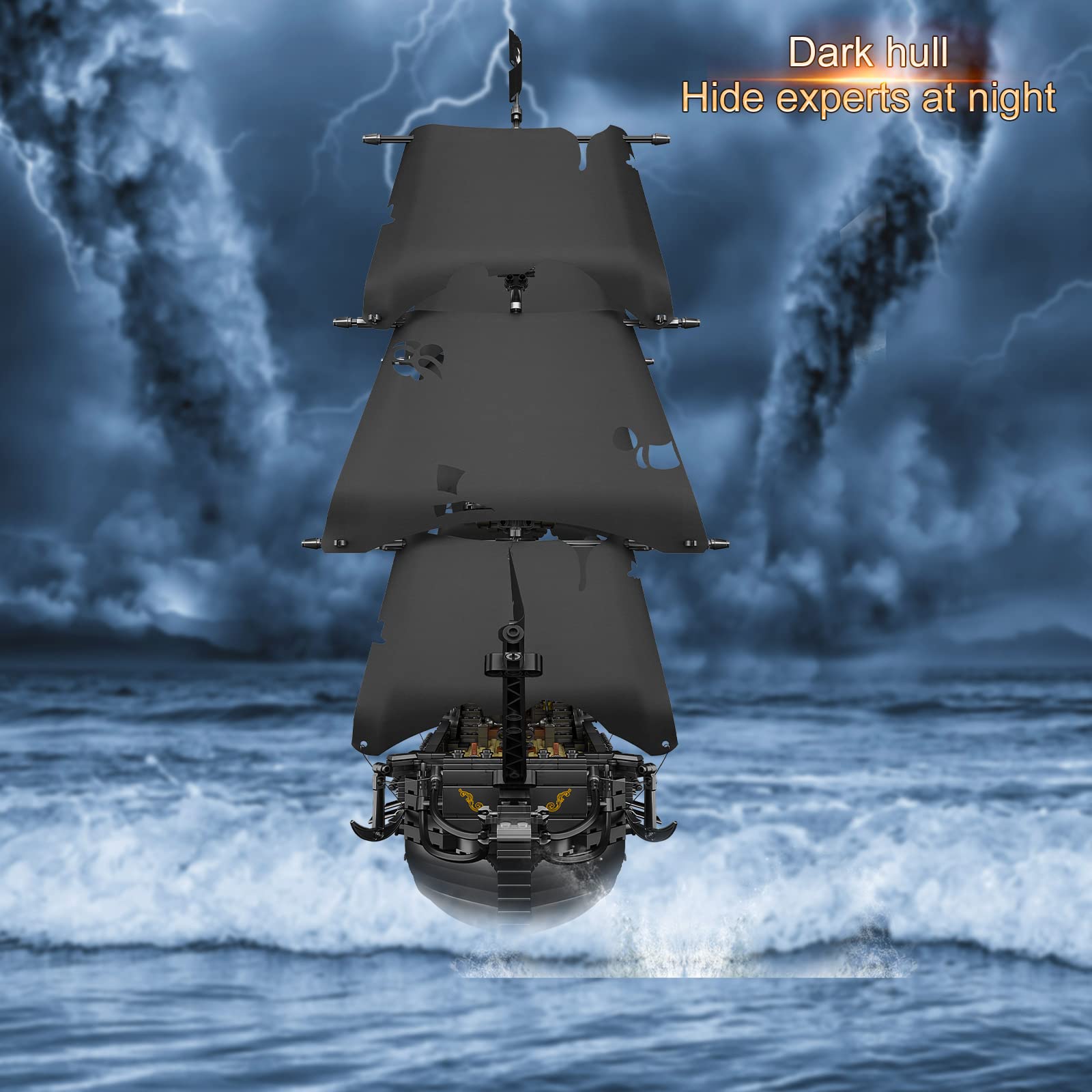 Addshiny Black Pearl Caribbean Pirate Ship Model Building Blocks Kit, MOC Sailboat Model Set Construction Assembly Toy for Kids and Teens (2868 PCS)