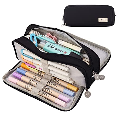 EHOPE Large Capacity Pencil Case Big Capacity Pouch Portable Large Storage Pen Case Pencil Bag for Office Travel Holder Box (Balck)