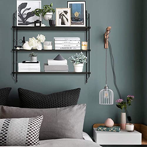 BOLUO Black Wall Shelf Bathroom Shelves - Bedroom Kitchen Living Room Modern Book Shelf Floating Shelves 24 inch (610-B)