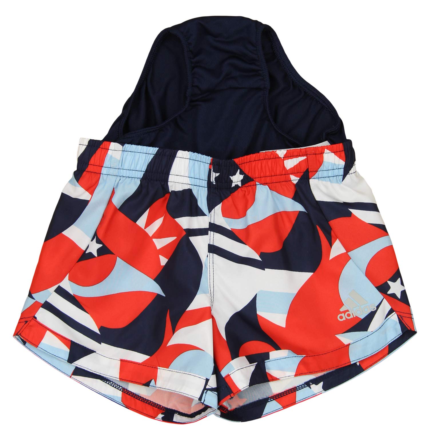 ADIDAS Little Girls All-Over Flag Printed Training Shorts, Red/White/Blue 3T