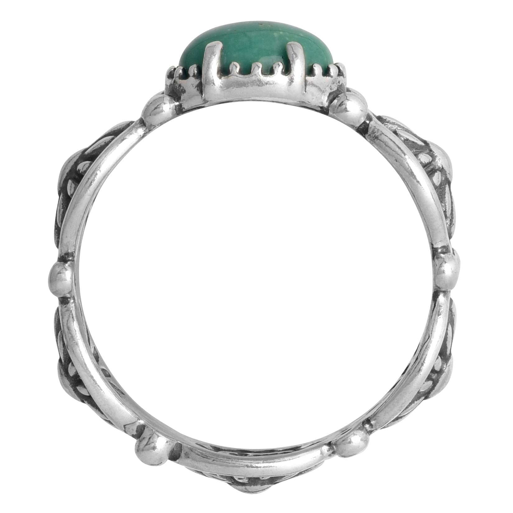 American West Sterling Silver Women's Ring Green Turquoise Gemstone Concha Design Size 8