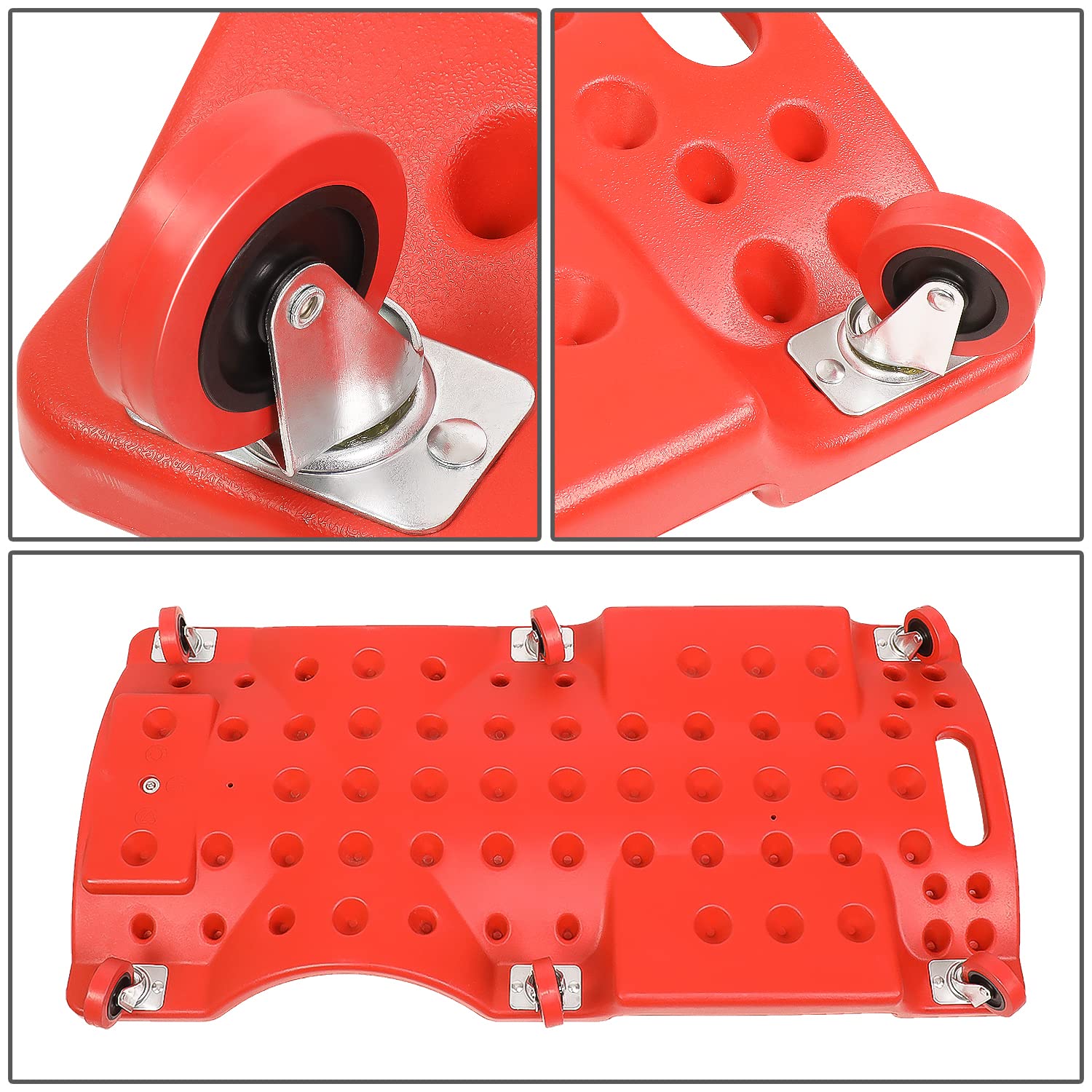 DNA MOTORING TOOLS-00201 36" L X 17" W x 4.25" H Vehicle Repair Low Profile Automotive Creeper w/Padded Headrest, Red