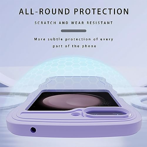 Eiavike Phone Case for Samsung Galaxy Z Flip 5 2023, Soft Silicone Solid Color Curly Wave Frame [with Non-Slip Hinge] Shockproof Protective Cover for Galaxy Z Flip 5 5G - Cream White