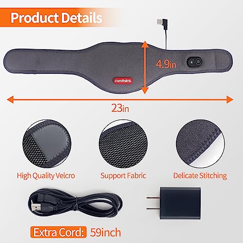 Comfheat USB Neck Heating Pad with Vibration Heated Neck Wrap for Pain Relief, Neck Massage Heat Pad Thermal Wram Therapy for Soreness Stiffness, 3 Heat Levels Auto Shut Off (Non-Rechargeable)