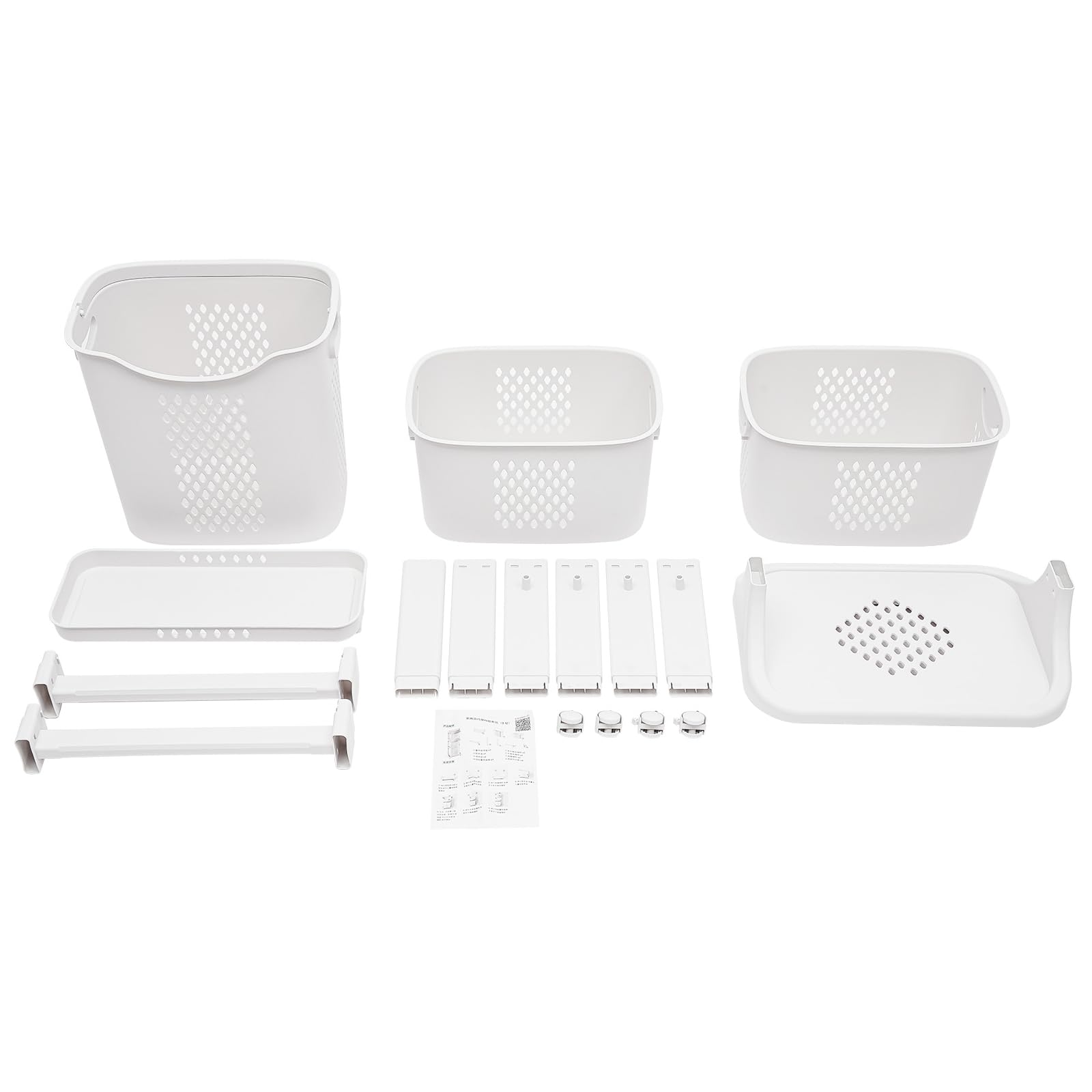 KONKENIE 3 Layers Laundry Hamper Basket Sorter Washing Hamper with 4 Wheels Rolling Clothes Bin Trolley Basket Clothes Storage Organizer 3 Tier Shelf Rolling Cart for Bathrooms Bedrooms White