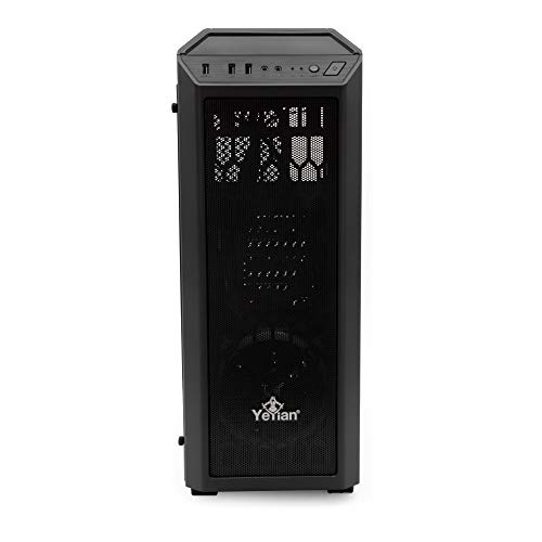 YEYIAN Blade 2101 Gaming PC Case, Acrylic Mid Tower ATX/Micro ATX, LED Fans, SPCC Chassis, Metal Mesh Air Flow, 3 USB/Audio Ports, 16.33"x7.08"x18.85", ROHS CE Certified, Black