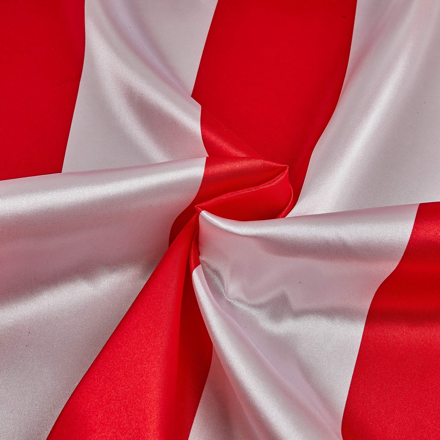 Charmeuse Satin 3.5 Stripe White/Red, Fabric by the Yard