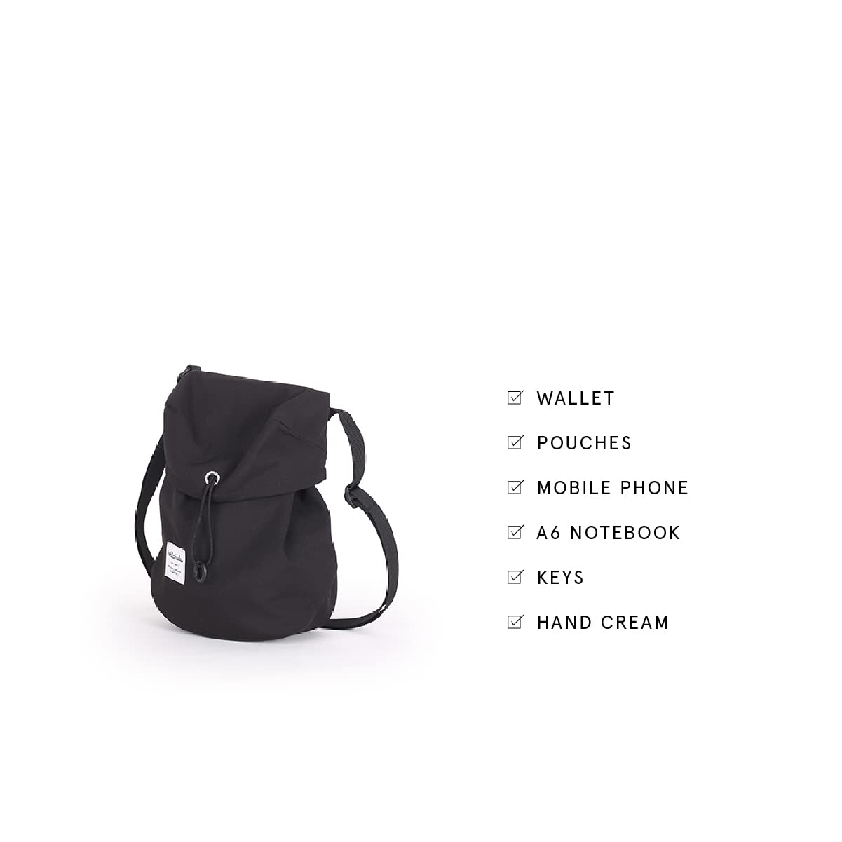 Hellolulu ARMIE Drawstring Sling Crossbody Bag, Water Resistant Lightweight Crossbody Shoulder Bag Phone Bag, For Daily Use Men Women, Brown Beige