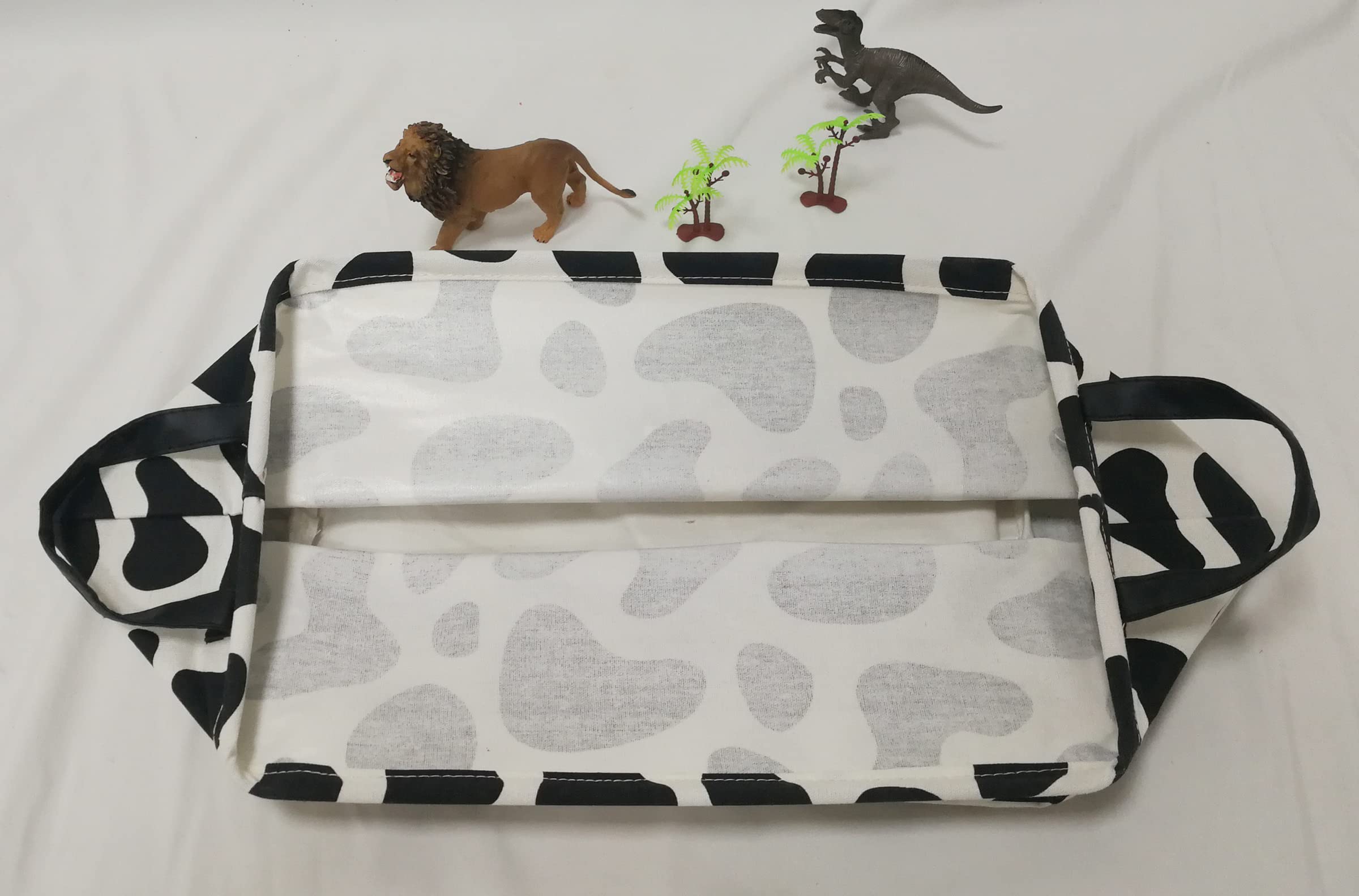 HUAYEE Rectangular Storage Bin Shelf Basket Canvas Fabric Toy Box,Waterproof Coating Nursery Hamper with Handles,Gift Basket for Home,Office,ClothesBooks(REC Cow)