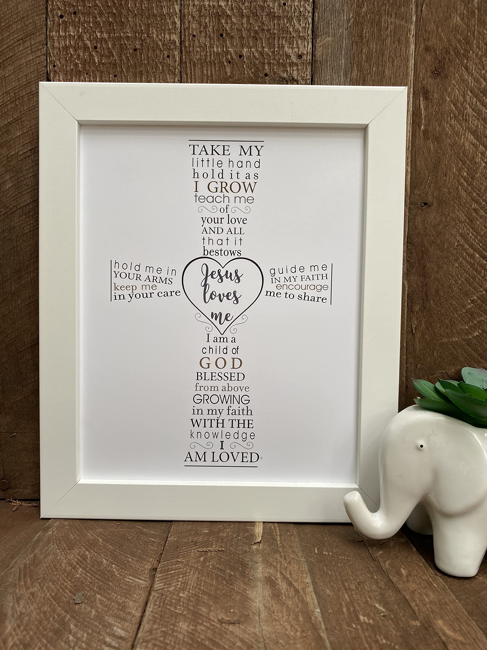 Jesus Loves Me Frame for Baby's Baptism, Dedication or Christening - Made in USA Frame - Gift for Granddaughter/Grandson/Godson/Goddaughter on Christening, Baptism, Dedication (White - Regular)