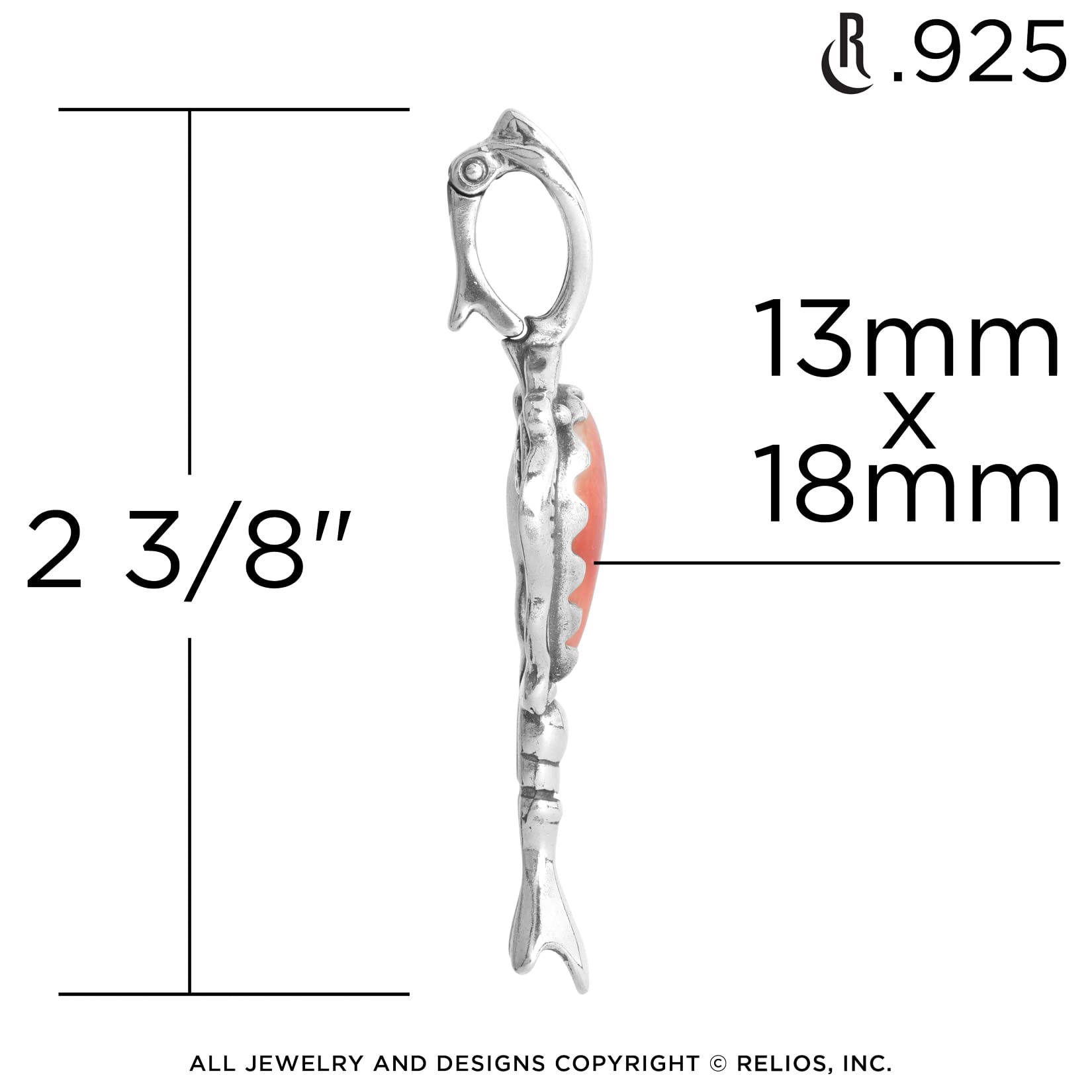 American West Sterling Silver Women's Pendant Enhancer Orange Spiny Gemstone Squash Blossom Design
