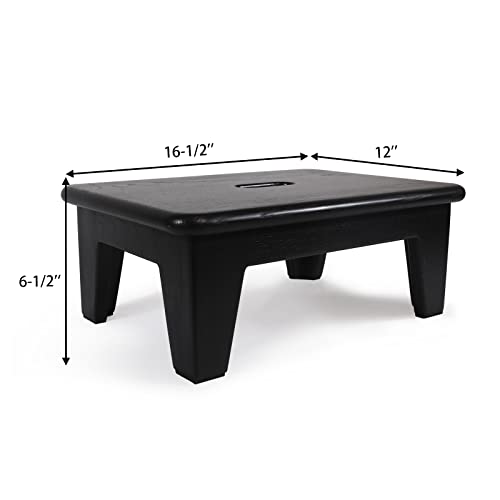 CONSDAN Step Stool for Bed, USA Grown Oak,Wooden, Adults,Seniors, 6.5" High Bed Stool, Non-Slip Mat, No Assembly Needed, Solid Wood, Black Color
