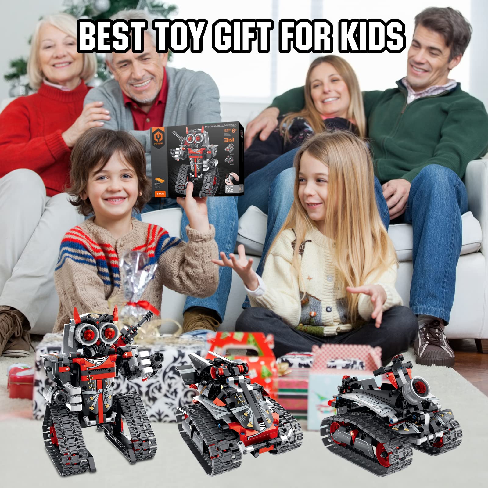 VINTOP Remote Control Robot Building Kit for Boys 6-12, 3-in-1 STEM Remote & APP Controlled Coding Gear Robot/Tank/RC Car, 419 Pcs Science Learning Educational Building Blocks Toy Set Gift for Kids