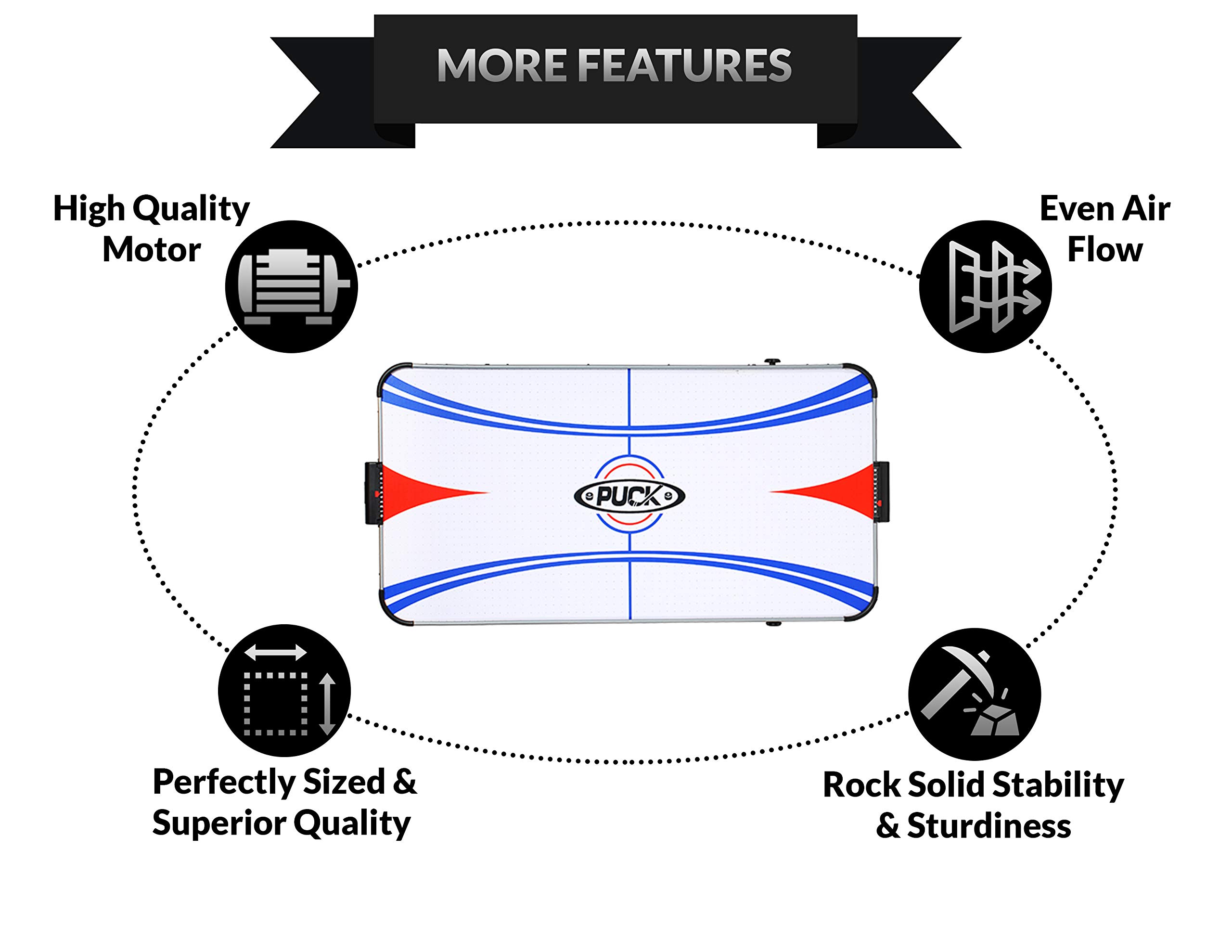 Eros 5.5-Foot Folding Air Hockey Table (Jet Black), Perfectly Sized, Lightweight, Durable, Beginner/Intermediate Friendly, and Available in Two Vibrant Colors!