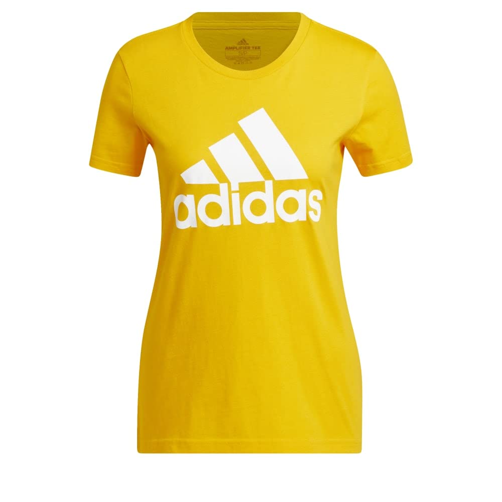 adidas Amplifier Short Sleeve Badge of Sport Tee Women's, Yellow, Size S