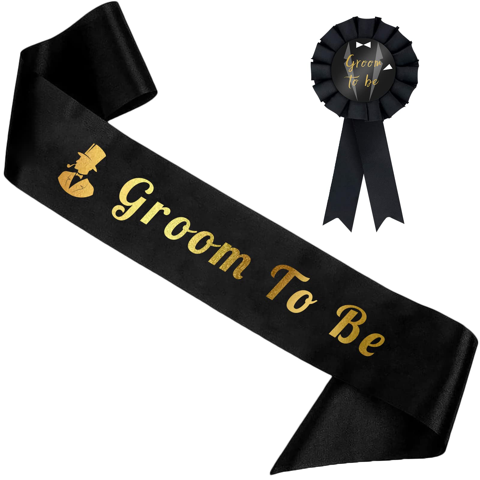 BRT Bearingshui Groom Sash and Groom Badge Set, Groom to Be sash and Groom to Be Badge Brooch for Engagement Bridal Shower Bachelorette Party Favors Supplies