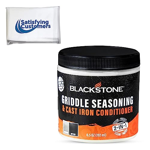 Blackstone 2-IN-1 Griddle & Cast Iron Seasoning Conditioner 6.5 OZ– Effective Seasoning Rub Formula – Food Safe – Easy to Use Cleaner & Conditioner – with Satisfying Customers Travel Tissue (1Pack)